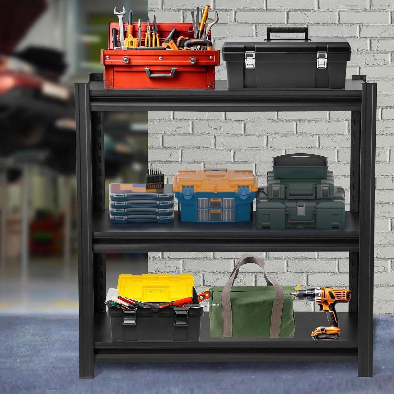 1050LBS Storage Shelves 3 Tier Garage Shelving, Heavy Duty Adjustable ...