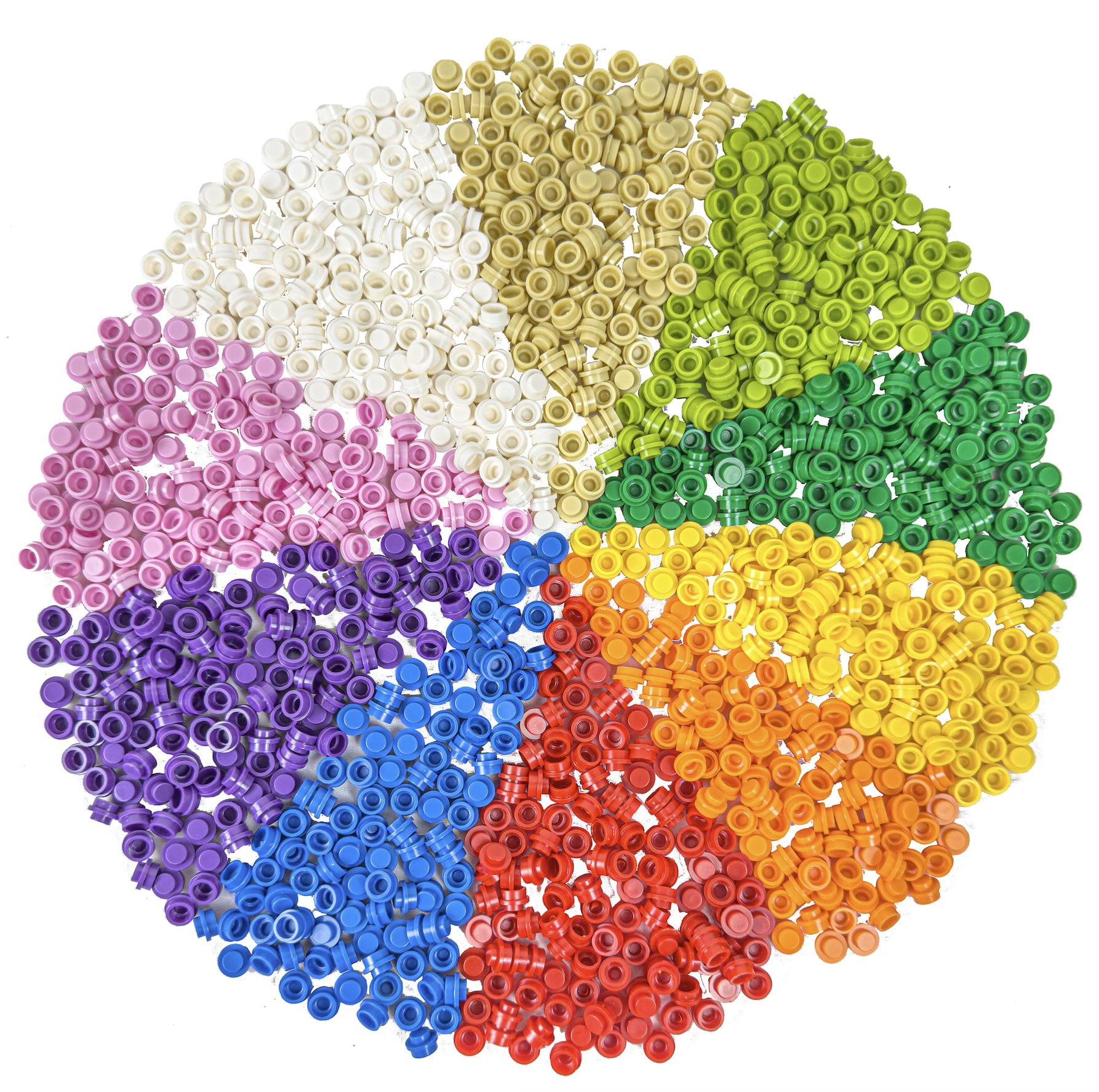 1050PCS Variety Rainbow 1x1 Round Plates Bulk Building Blocks Parts and ...