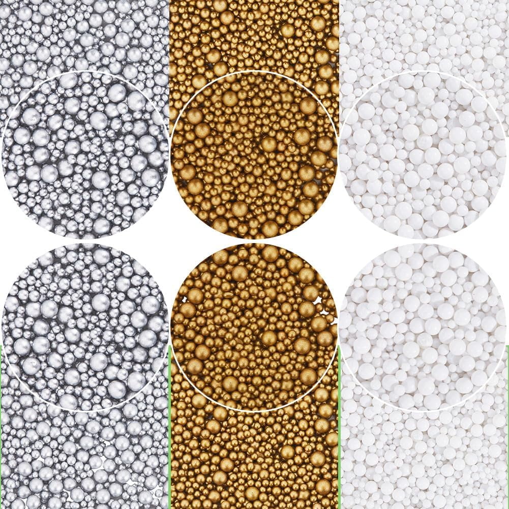 105G 3 Colors Glass No Hole Beads Small Bead Bulk Silver Golden White ...