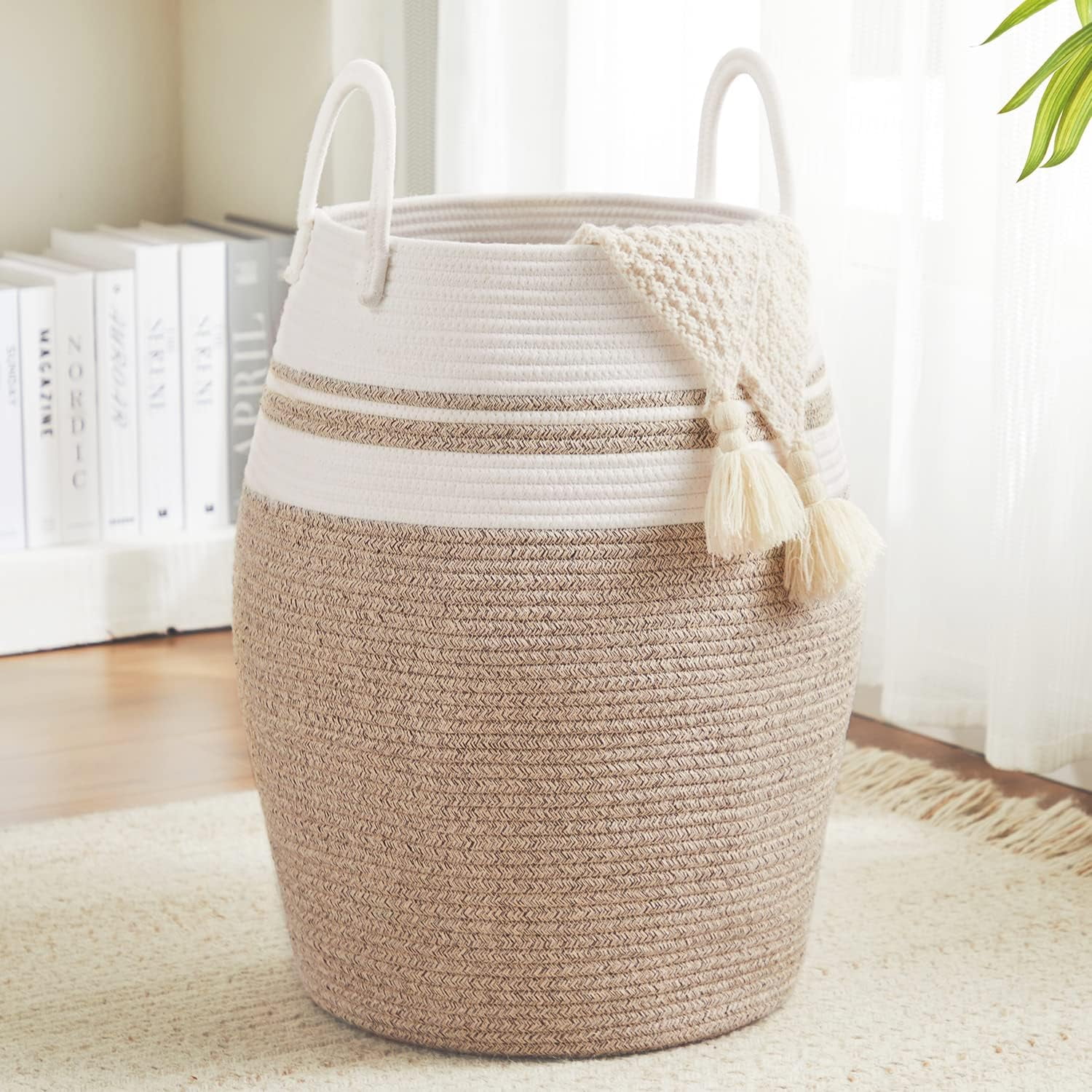 105L Extra Large Laundry Hamper Basket, Woven Tall Clothes Hamper for ...