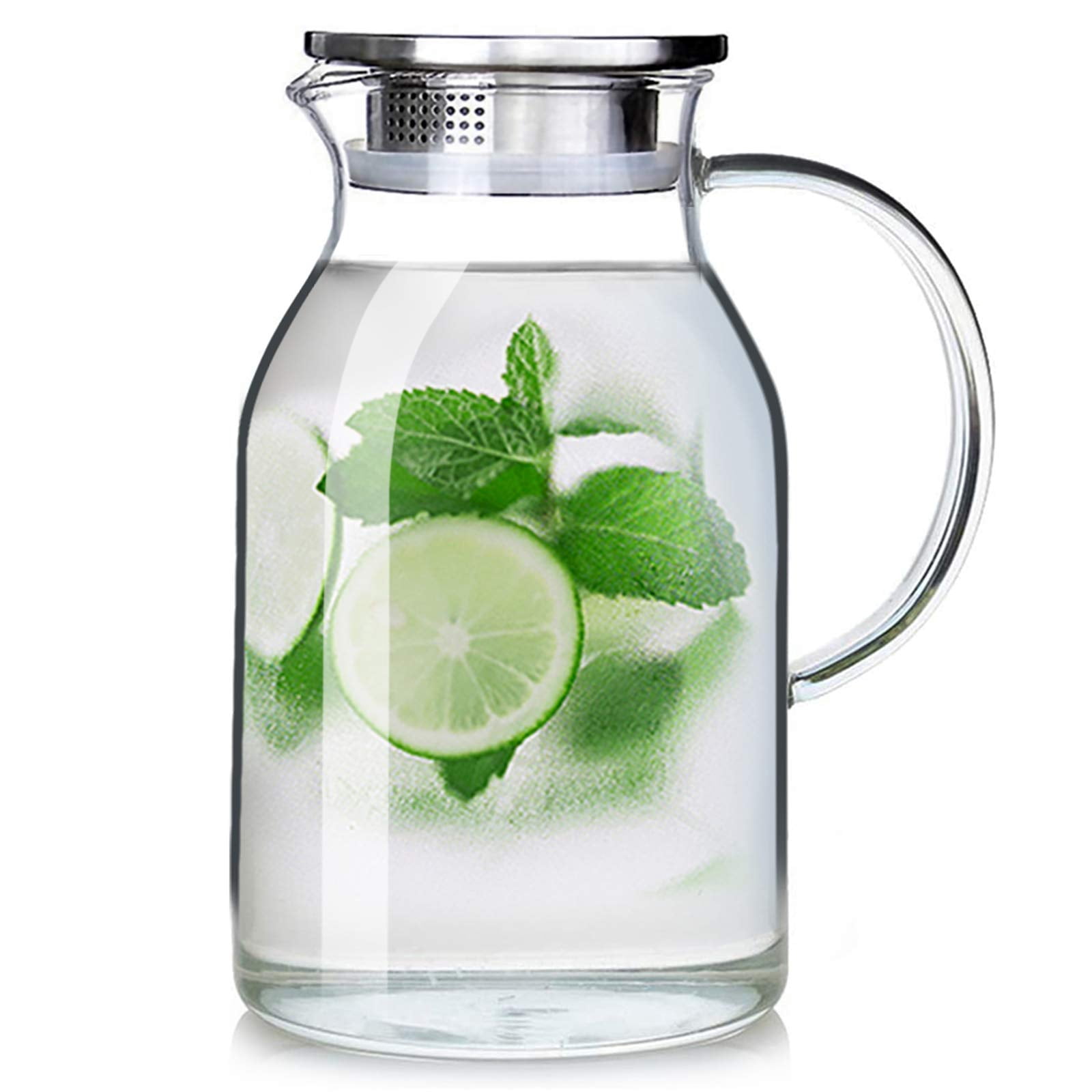 105OZ Glass Pitcher with Lid and Spout, Borosilicate Heat Resistant ...