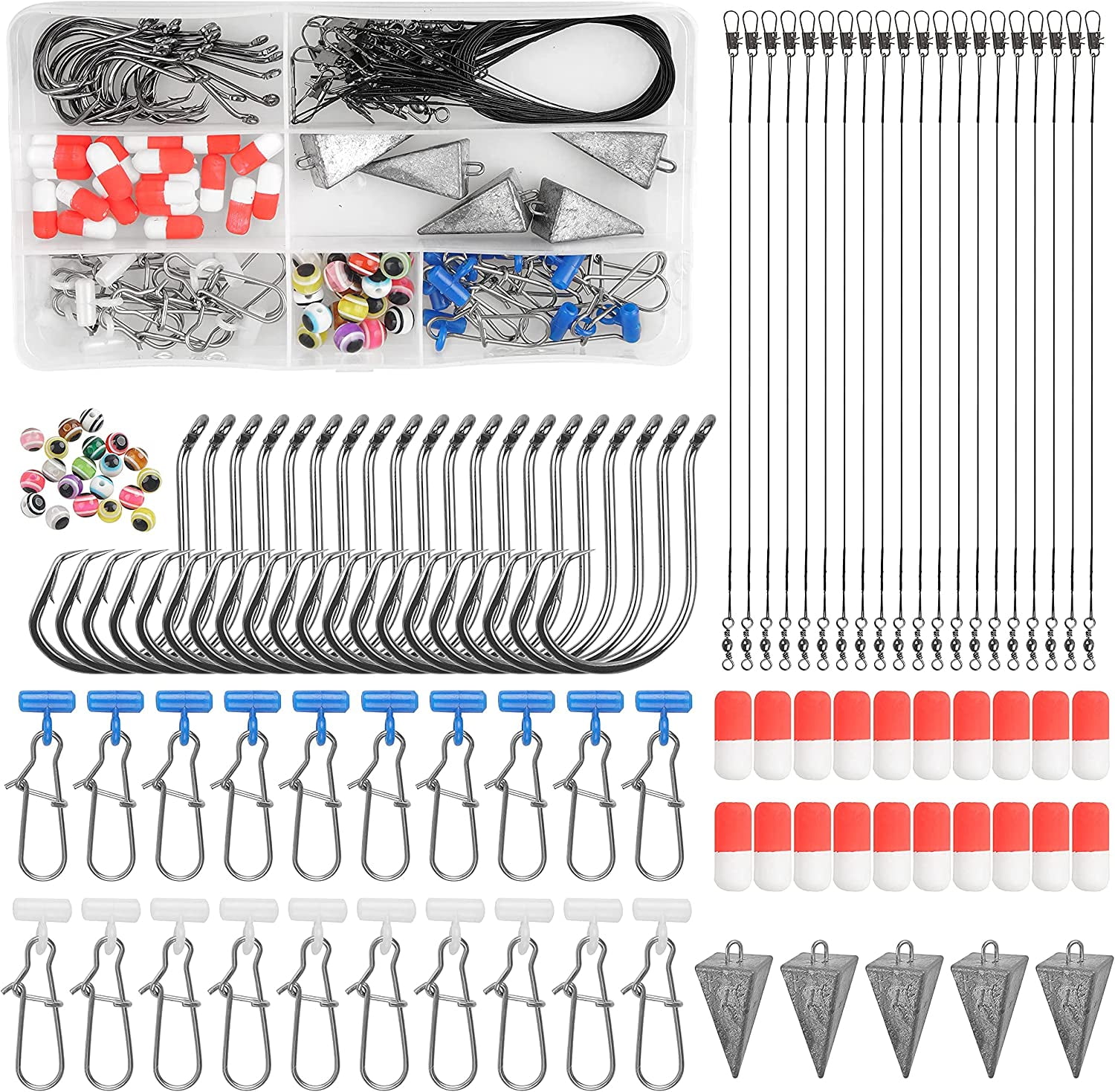 105PCS Saltwater Surf Fishing Set: Bait Rigs, Hooks, Floats, Sliders ...