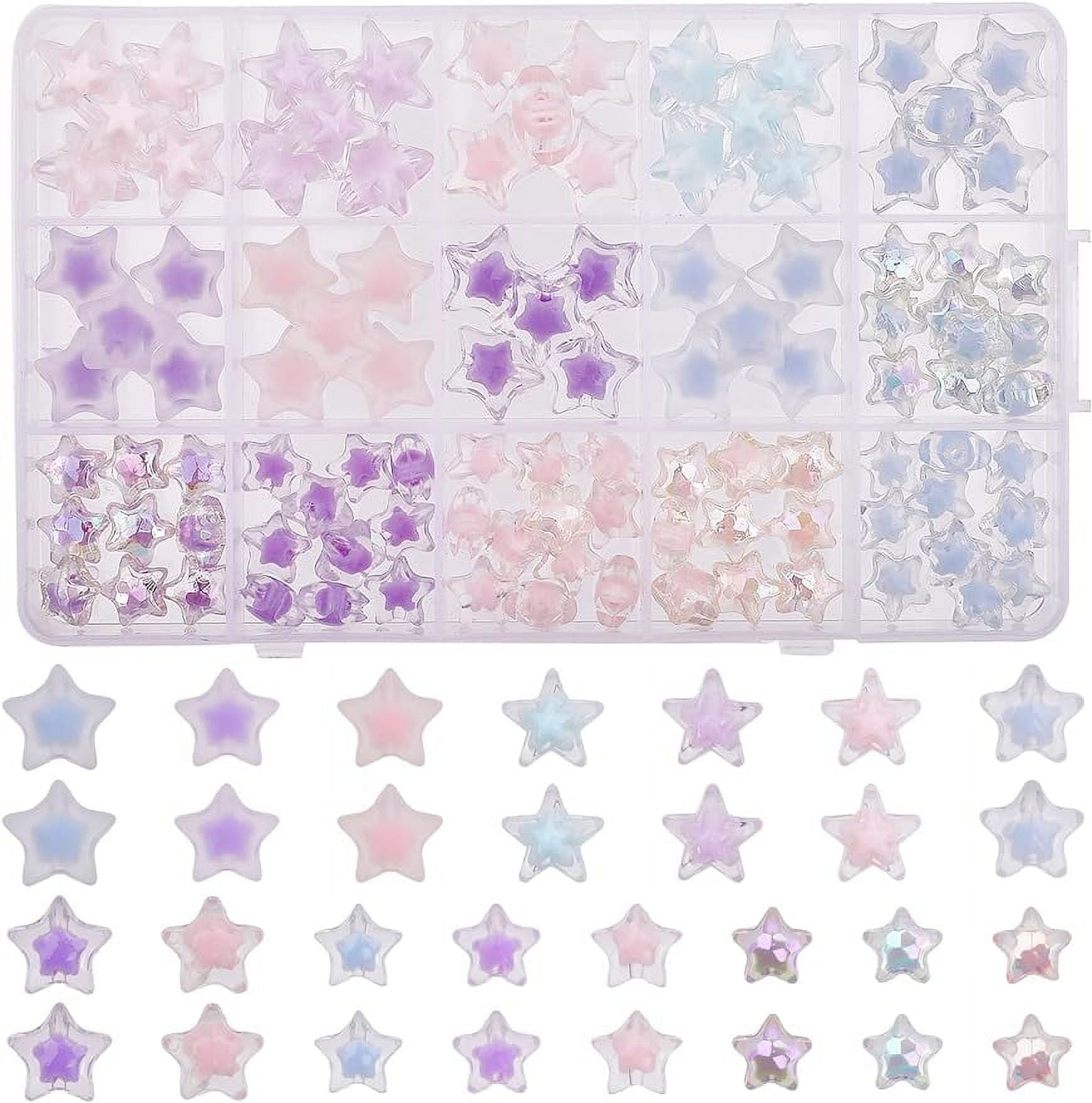 105Pcs 15Styles Transparent Acrylic Stars Beads Stars Bead in Bead ...