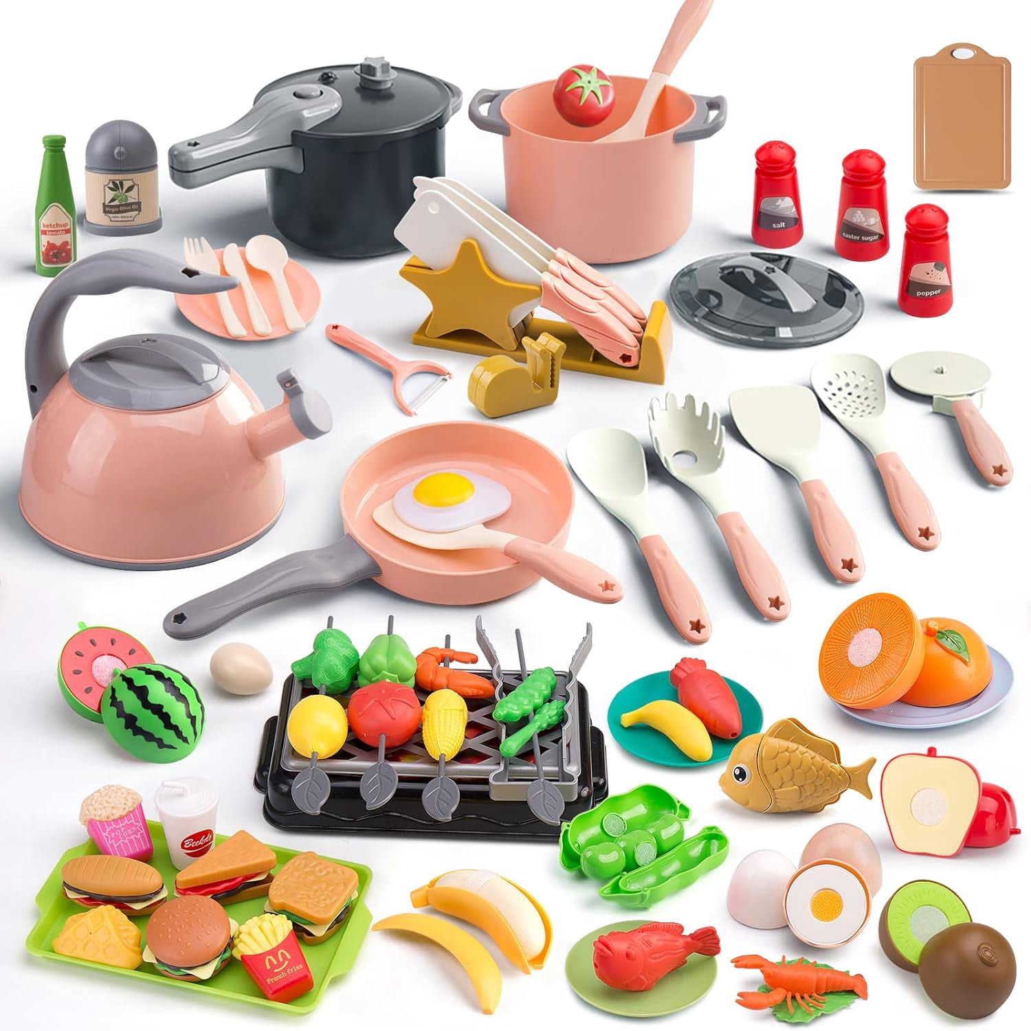 105Pcs Kids Kitchen Toy Accessories, Toddler Pretend BBQ Camping ...