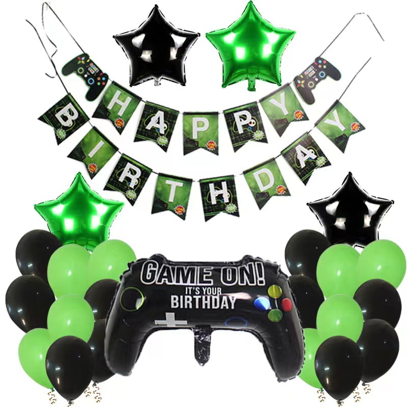 105Pcs/lot Gaming Party Balloon Garland Kit Green Black Birthday Party ...