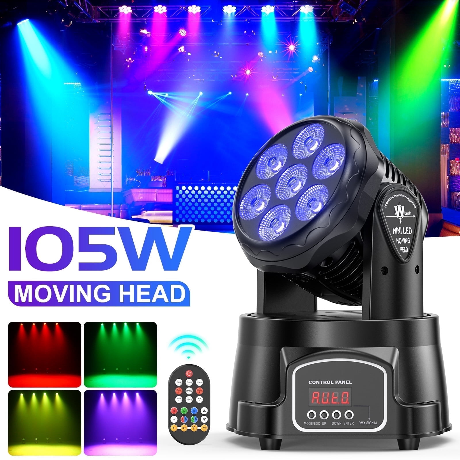 105W Moving Head Stage Light, 7 LED RGBW DMX Disco DJ Lights for Party ...
