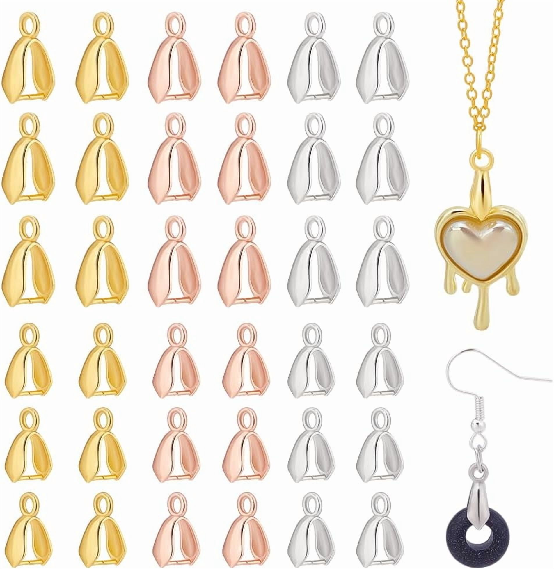 105pcs 18K Gold Plated Pendant Clasp 3 Colors 2 Sizes Snap On Bails ...