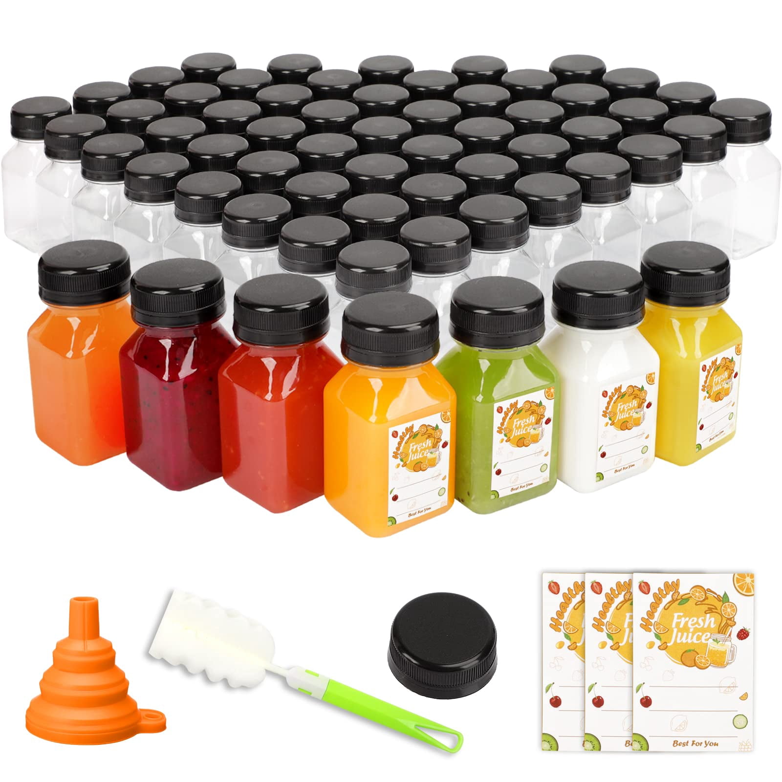 105pcs 4oz Bottles, Reusable Mini Juice Bottles with Lids, Labels ...
