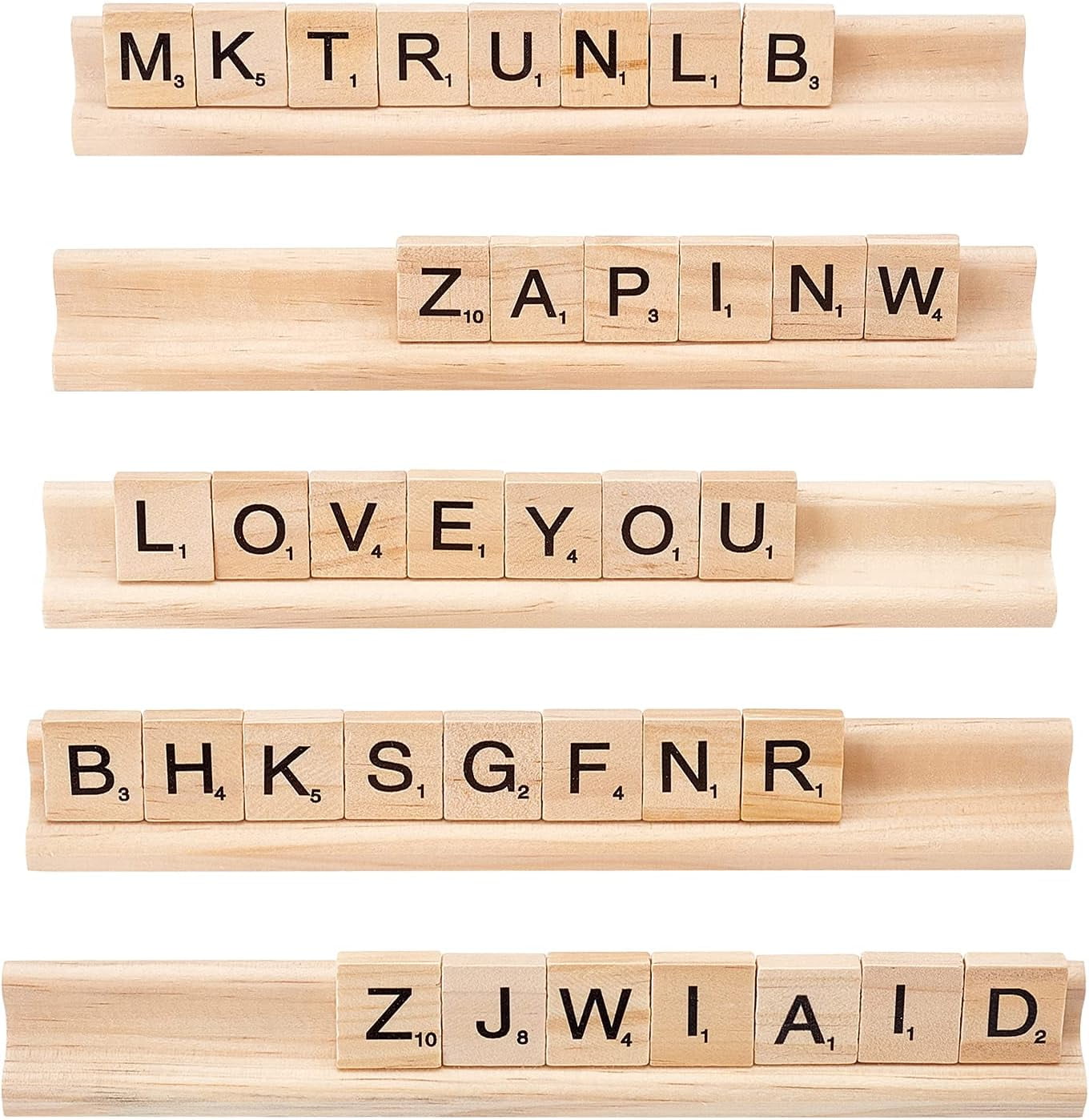 105pcs Wood Letter Tiles Holders Wood Replacement Letter Holder with ...