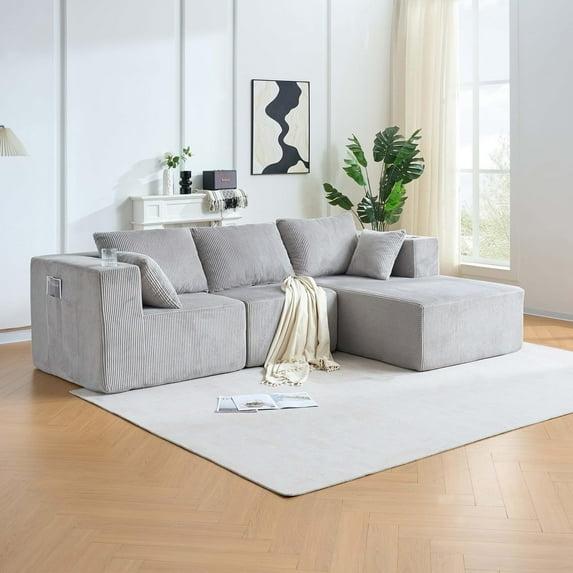 106" Cloud Modular Sectional Sofa with L-Shape Chaise, 4-Seat Deep ...