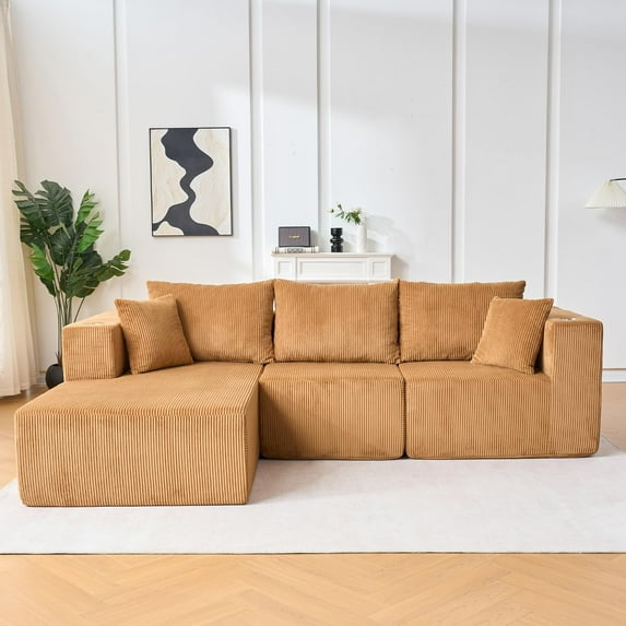 106" Cloud Modular Sectional Sofa with L-Shape Chaise, 4-Seat Deep ...
