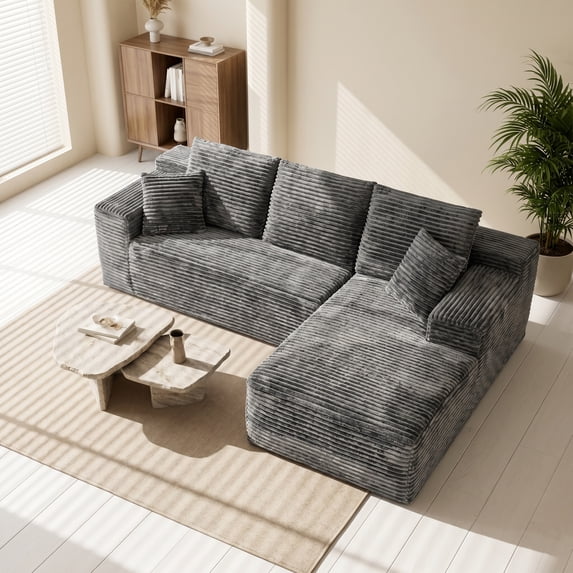 106” Cloud Sectional Couch, Compressed Modular Sectional Sofa with Deep ...