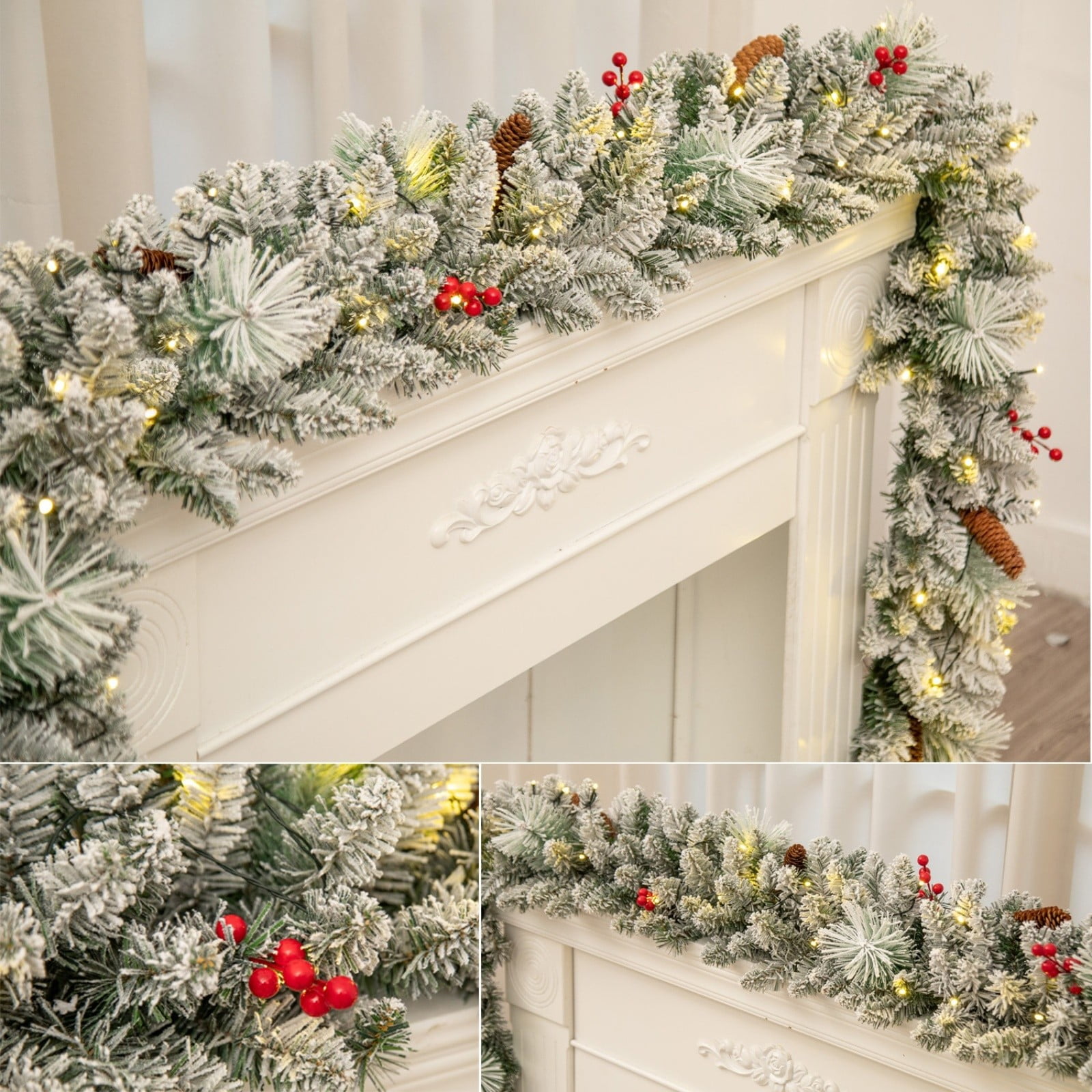 106-Inch Prelit Artificial Christmas Garland - Battery-Operated For ...