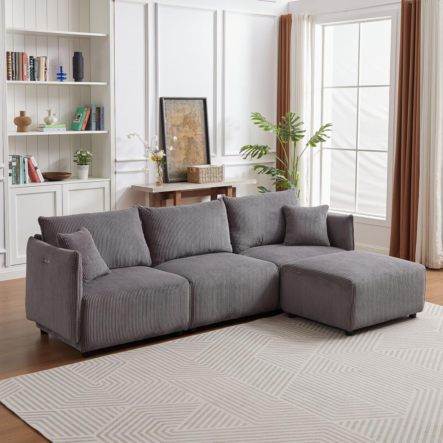 106" L-Shape Convertible Sectional Couches Sofas Modular Sectional Sofa ...
