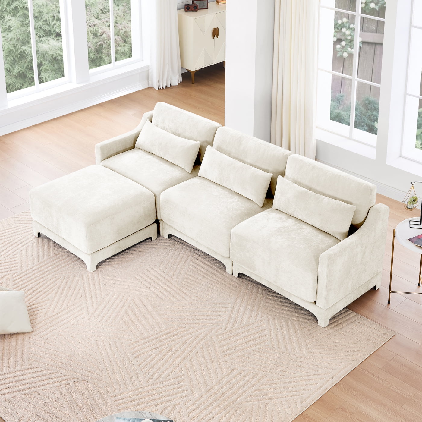 106'' Modular Sectional Sofa with 11.8-inch Thick Cushions, L-Shaped ...