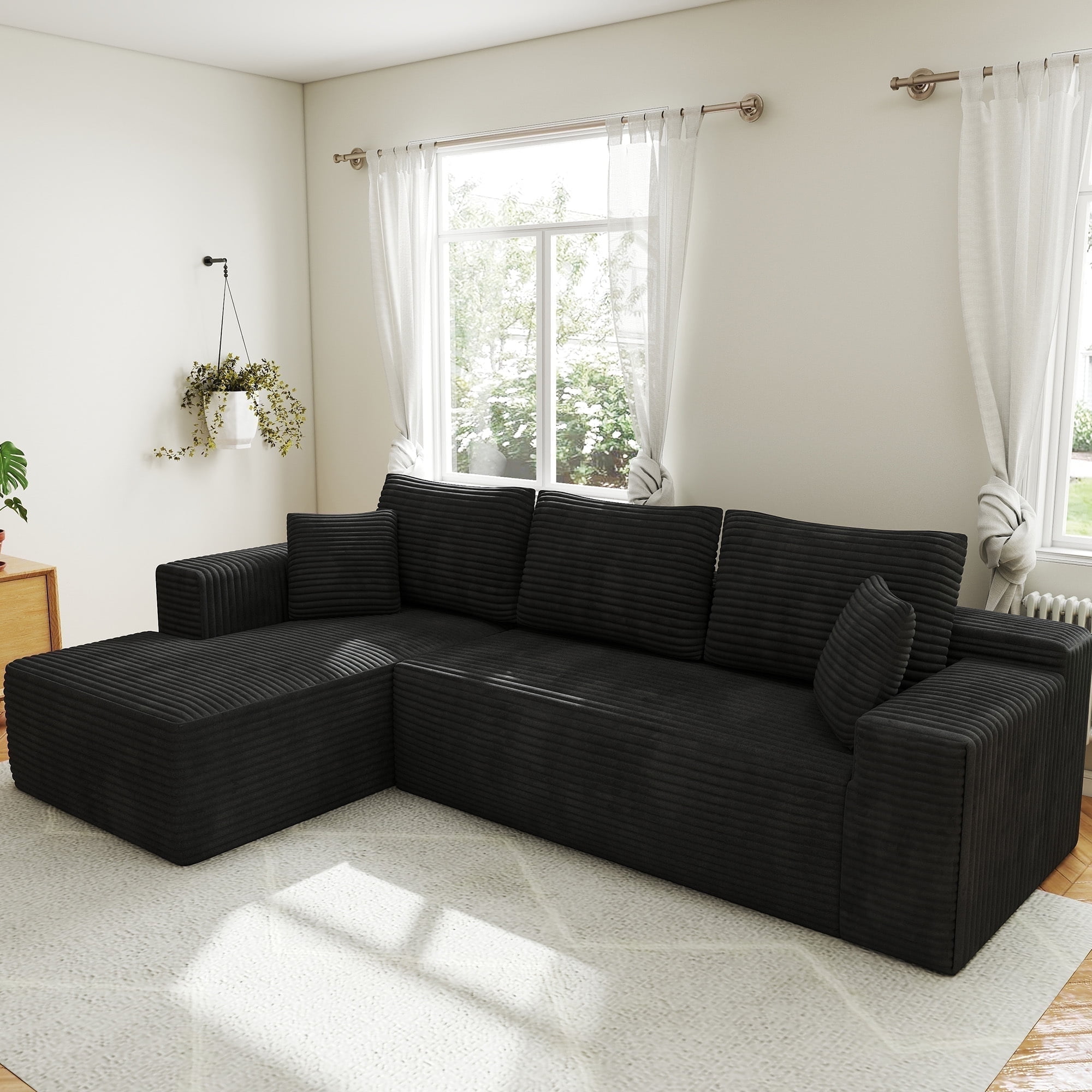 Koby Home Oversized Modern Modular Sectional Sofa, Corduroy Upholstery with Deep Seating and No ...