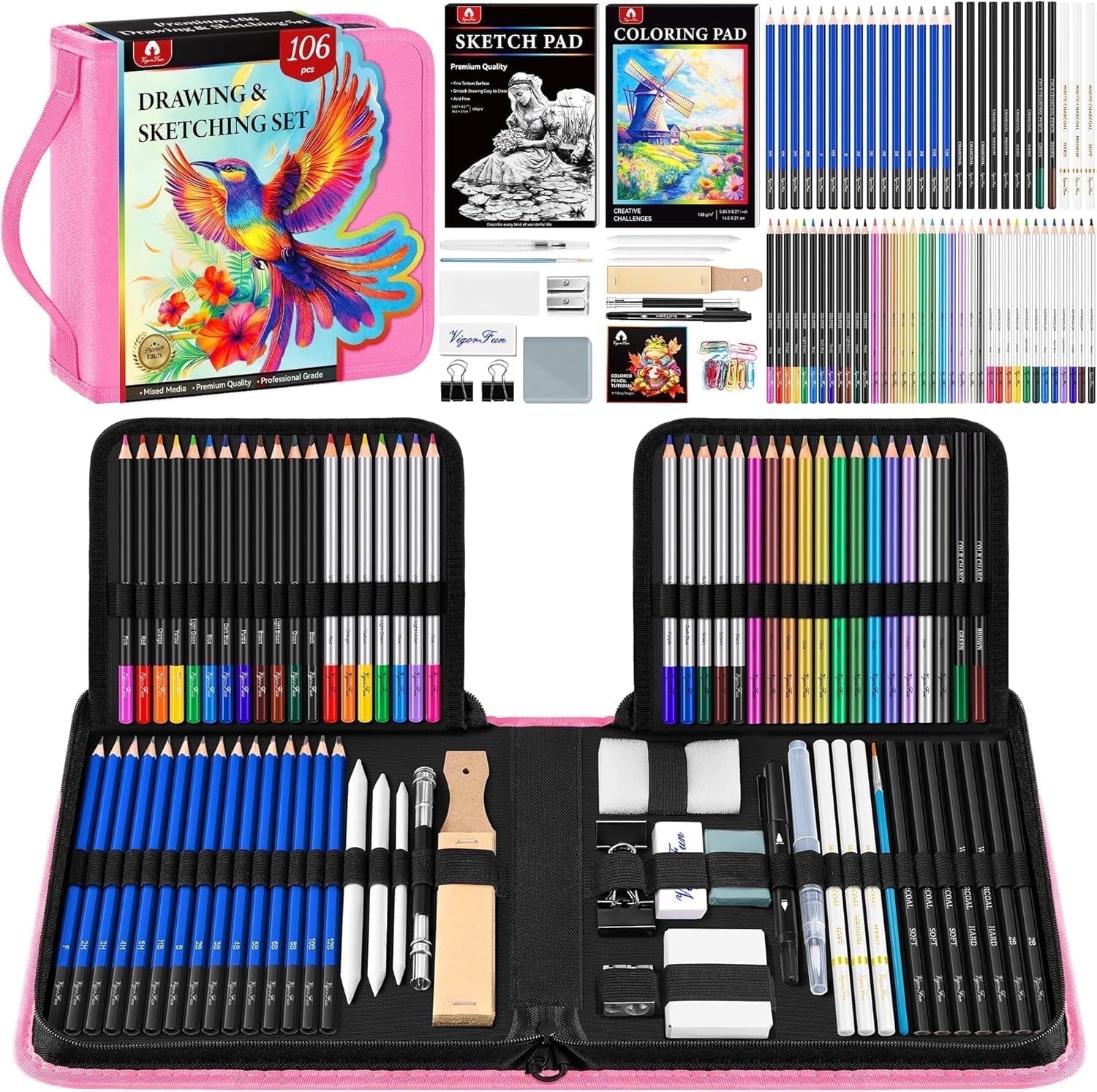 106 PCS Drawing Set Sketching Kit, Pro Art Supplies for Artists Adults ...