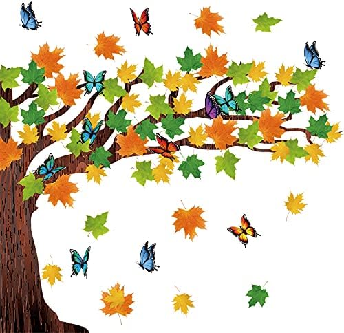 106 Pcs Fall Tree Bulletin Board Decorations Autumn Maple Leaves ...