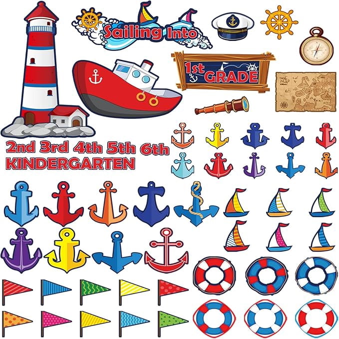 106 Pcs Nautical Classroom Decor Sailing Into Bulletin Board Sailboat ...
