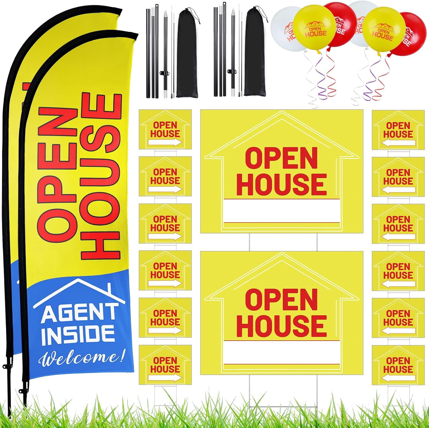 106 Pcs Real Estate Agent Supplies Accessories, 2 Open House Banner ...