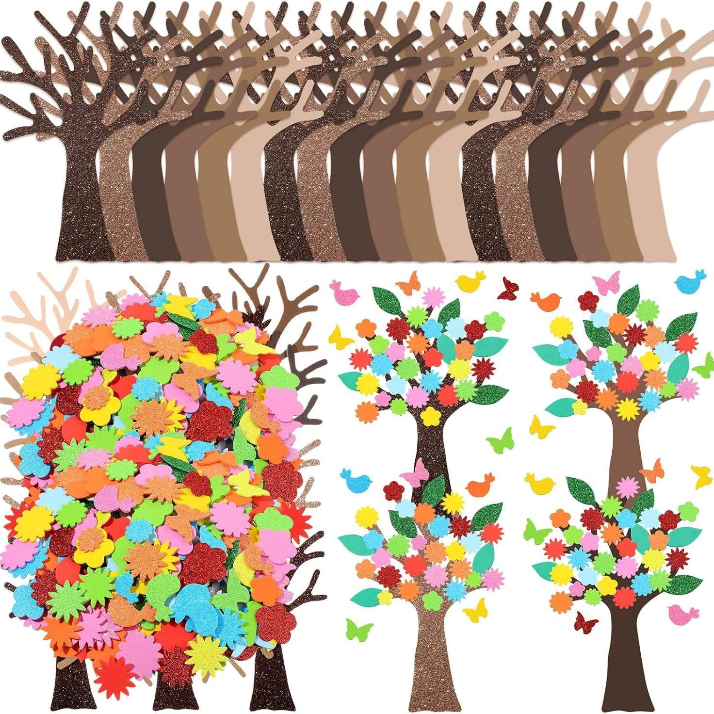 106 Piece Classroom Tree Bulletin Board Set Woodland Whimsy Spring Fall ...
