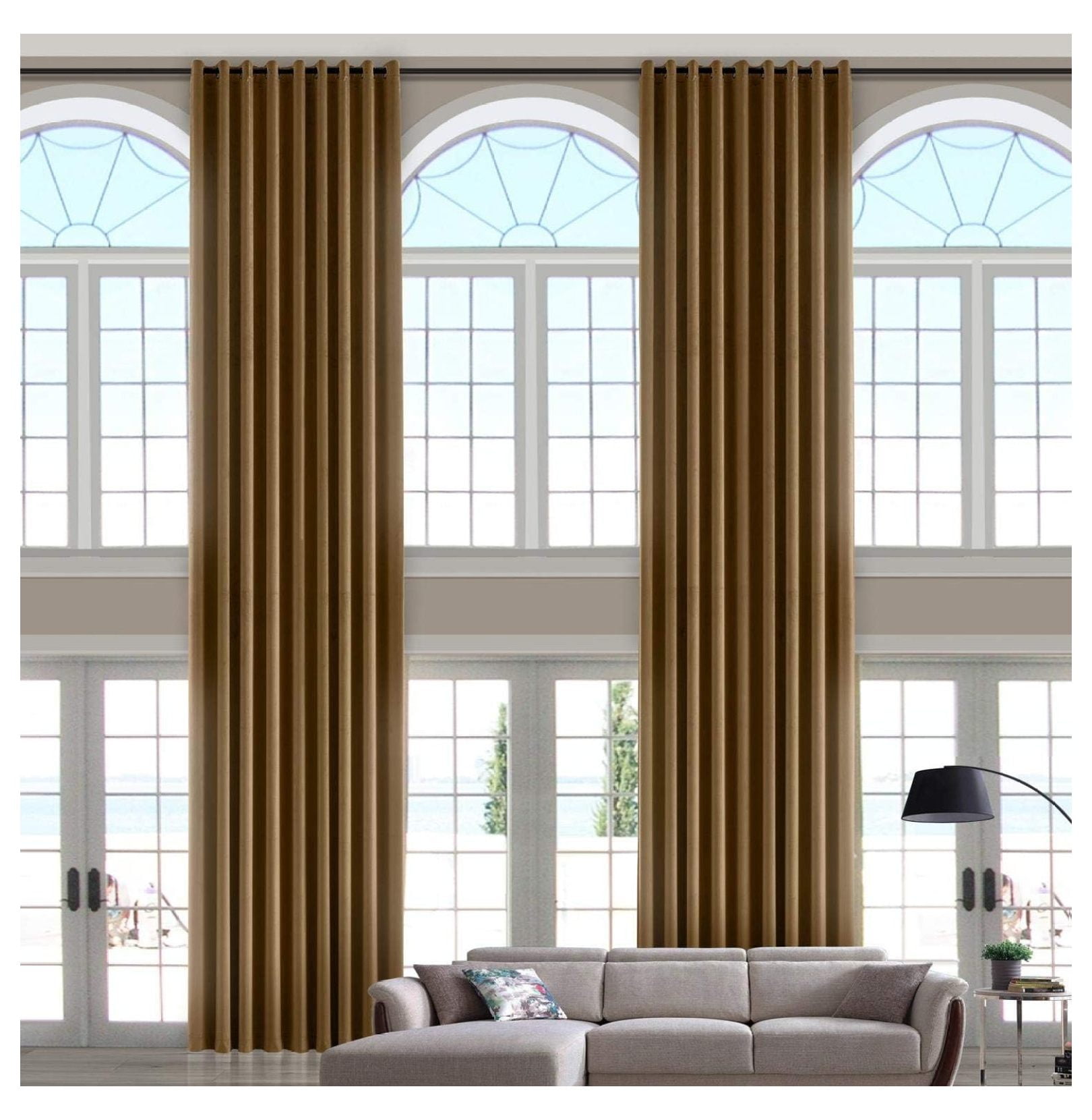 106 Wide x 144 Long Inches Velvet Curtain Panel Grommet Top Extra Long ...