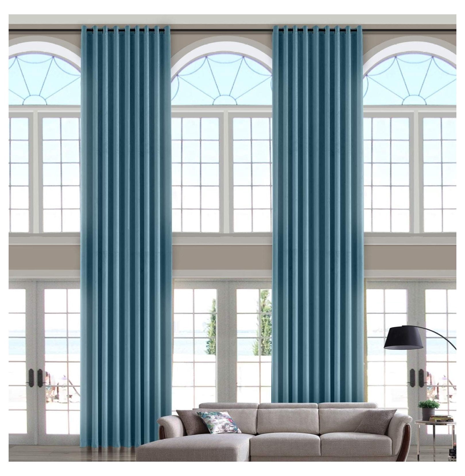 106 Wide x 156 Long Inches Velvet Curtain Grommet Top Extra Long Drape ...