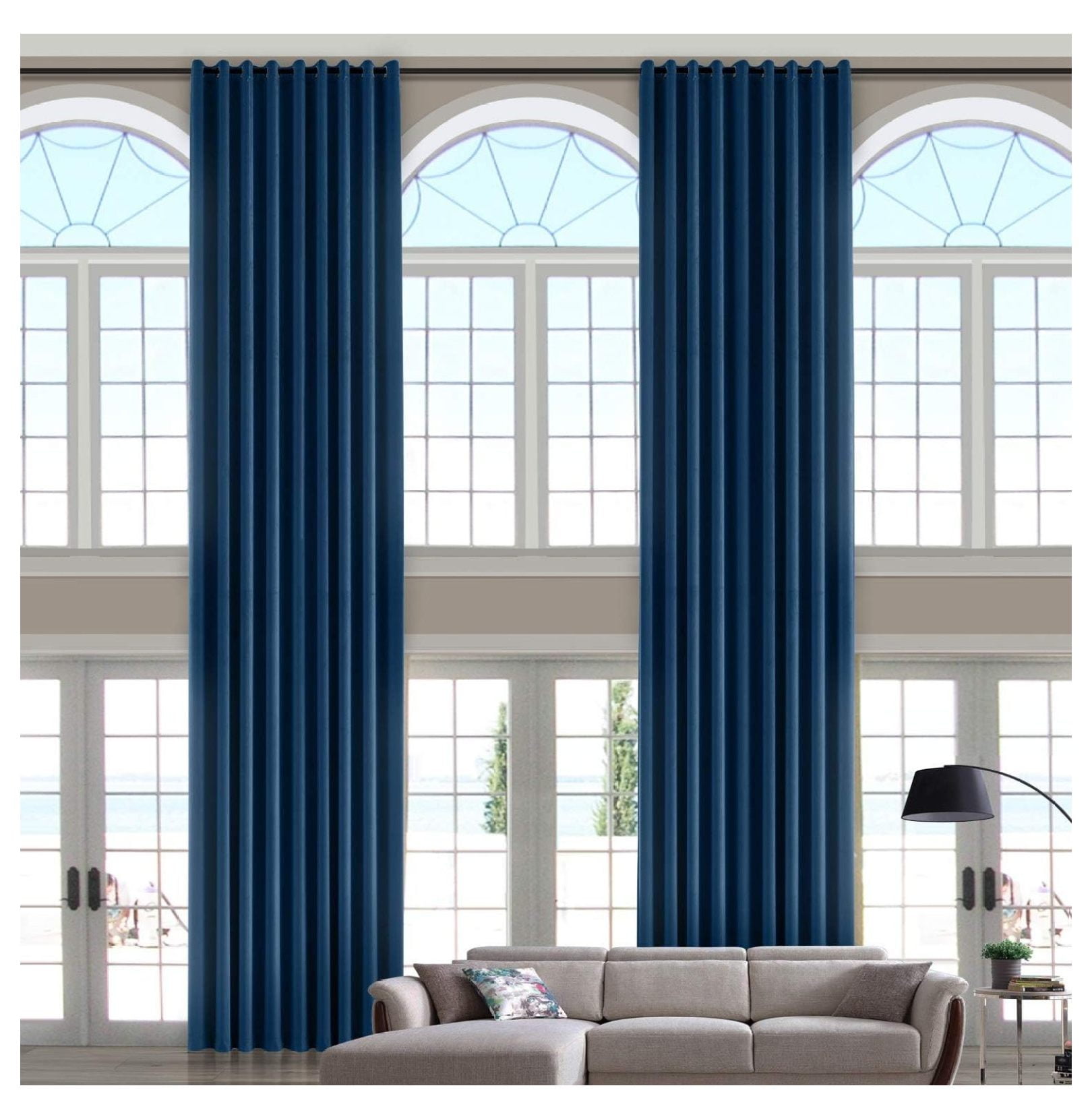 106 Wide x 216 Long Inches Velvet Curtain Grommet Top Extra Long Drape ...