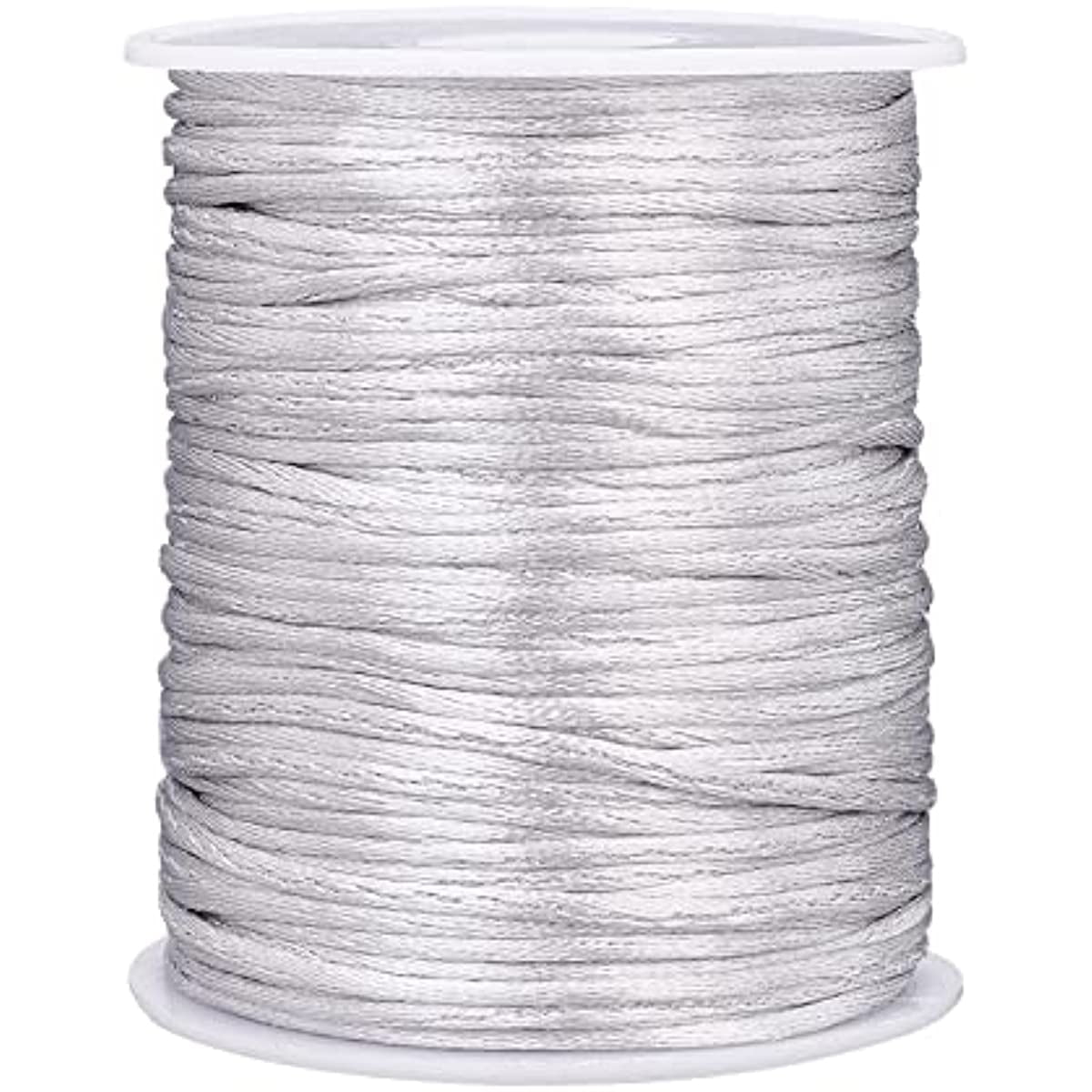 106 Yards Rattail Satin Cord 2mm Silver Silk Crafts Cords Christmas ...