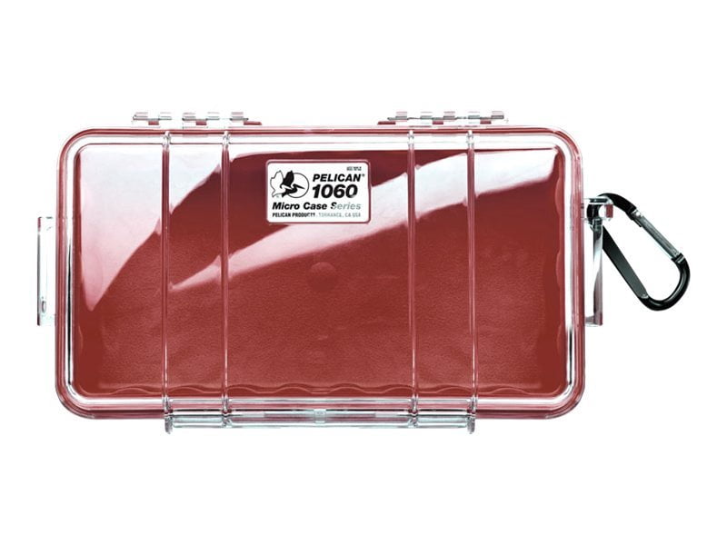 1060 Watertight Hard Micro Case with Rubber Liner - Clear Case with Red ...