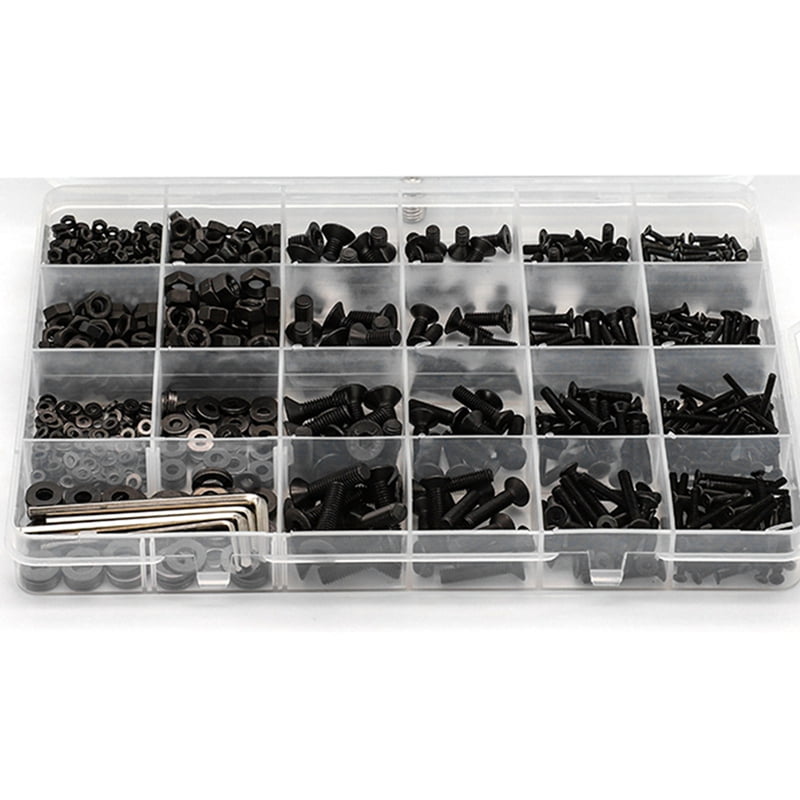 1060Pcs Flat Hex Socket Cap Screw Kit M2-M5 Carbon Steel Countersunk ...