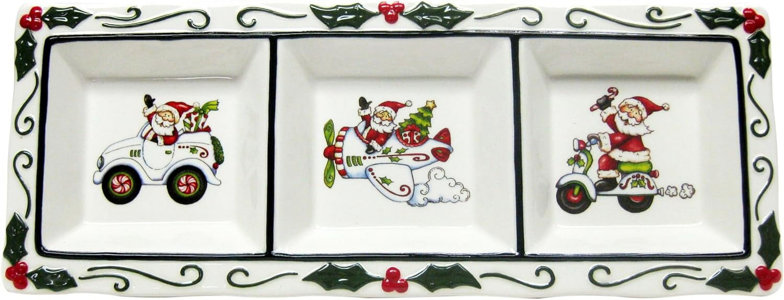 10668 3-Section Holiday Plate with Separate Designs, 16-Inch - Walmart.com