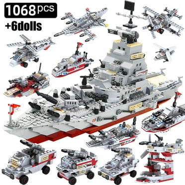 Military Ship Army Ocean Cruiser Warship Building Blocks Aircraft ...