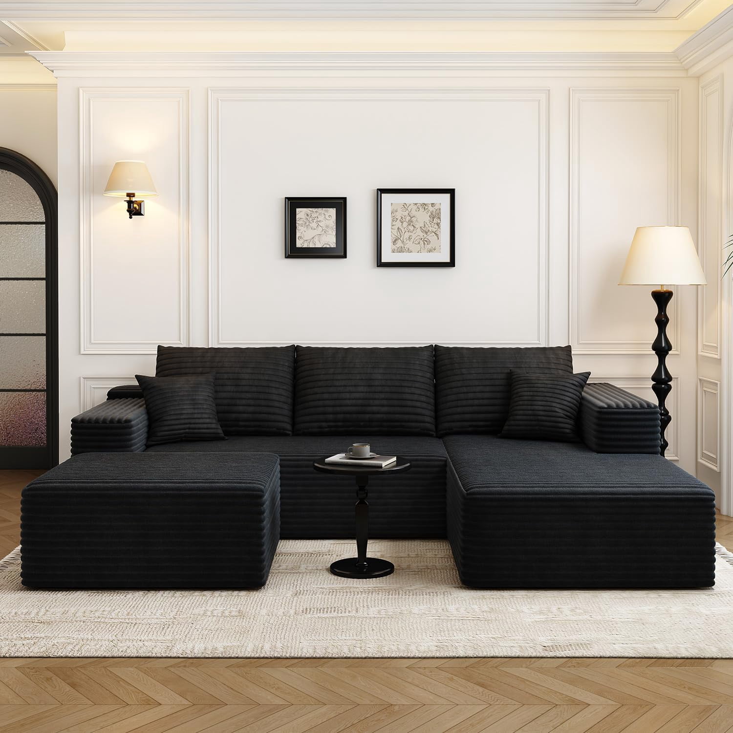 107.5" Cloud Modular Sectional Sofa with 1 Ottoman,Modern Minimalist ...