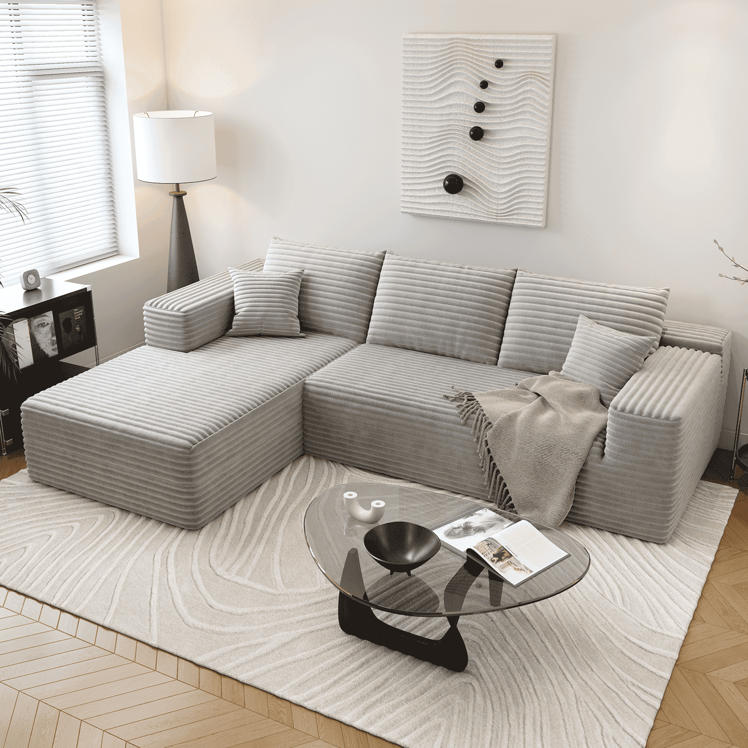 107.5" Cloud Sectional Couch with L-Shape Chaise,Modern Modular Sofa ...