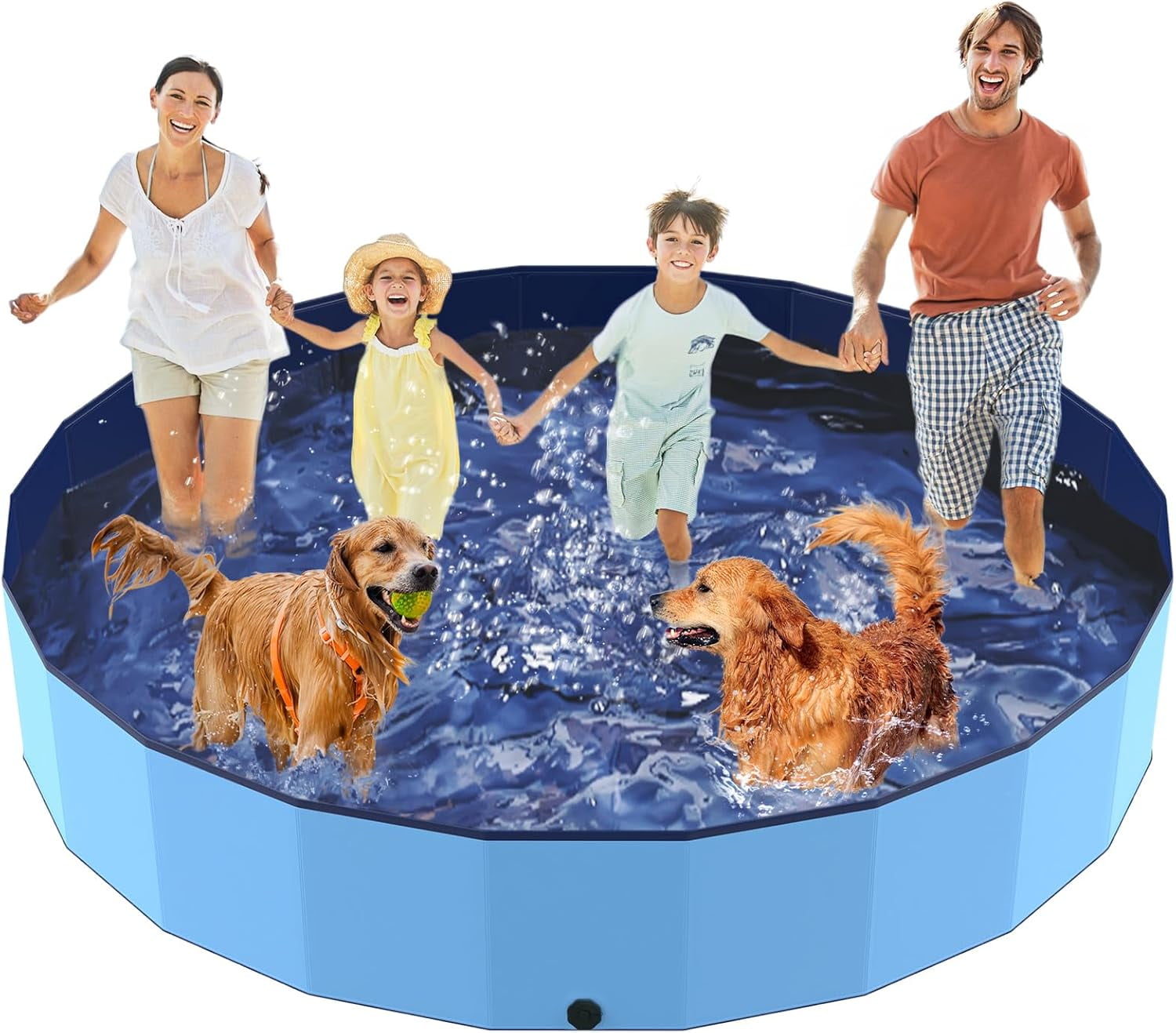 107" Foldable Dog Pool for Kids, Hard Plastic Hard Plastic Shell Extra ...