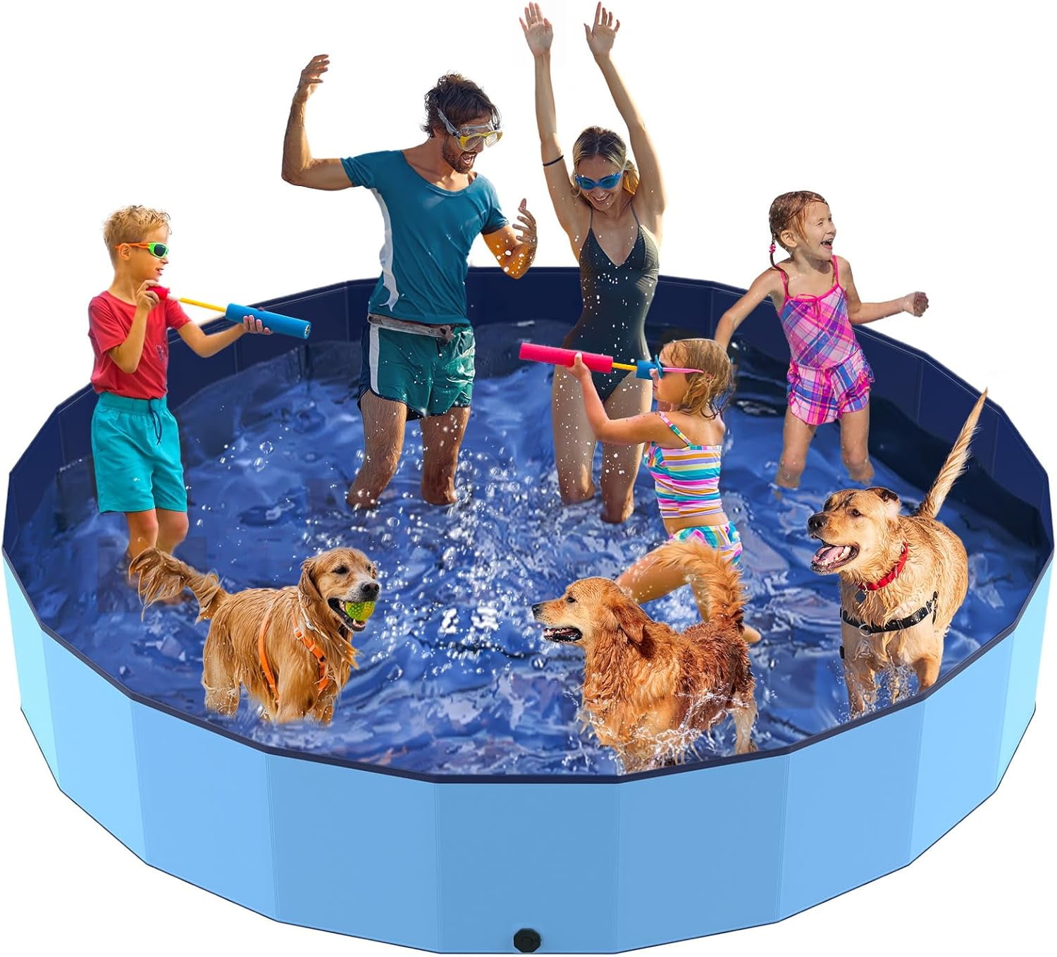 107" Foldable Dog Pool for Kids, Hard Plastic Hard Plastic Shell Extra ...