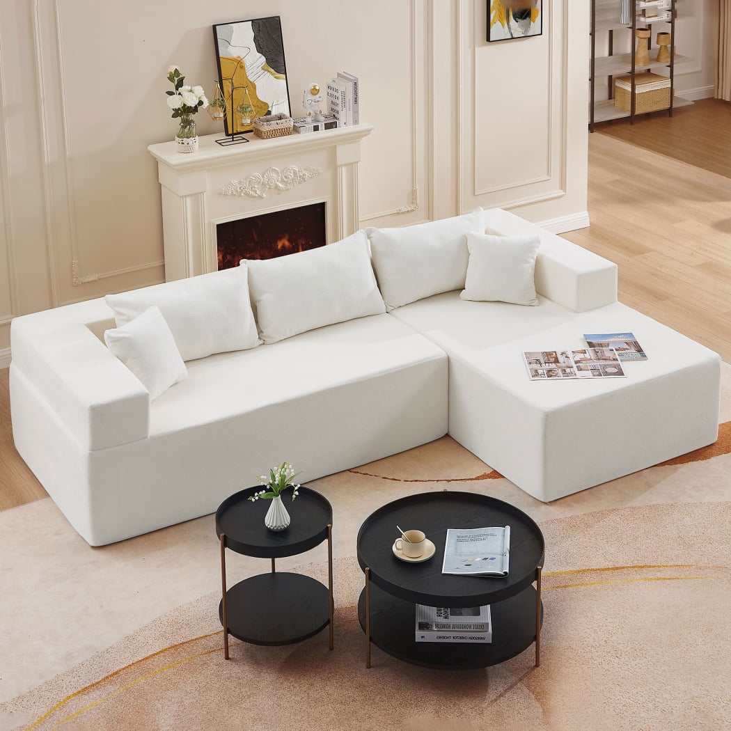 107" Large Modular Sectional Sofa Set, Modern 2 Pieces Combination Sofa ...