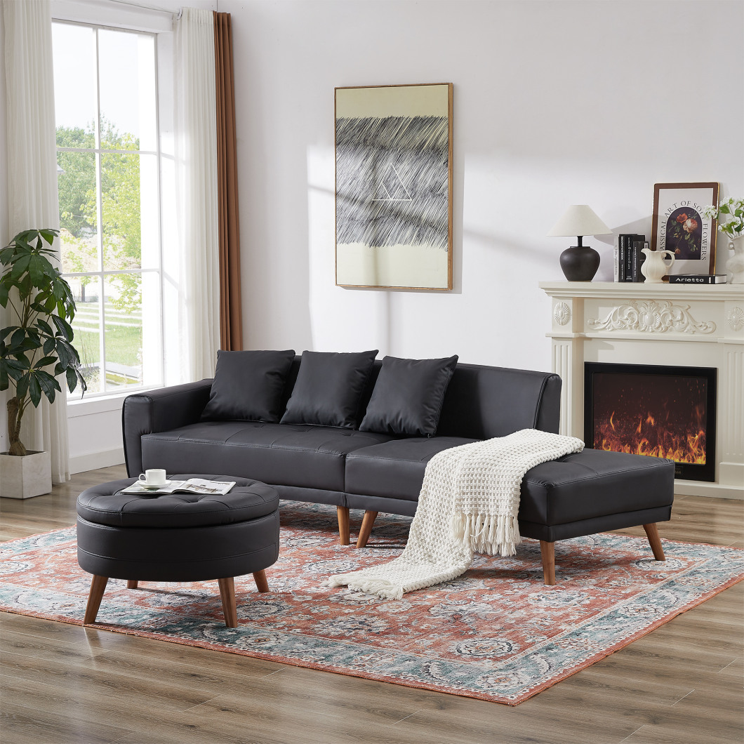 107" Modern Large Couches, Contemporary Sofa Couch with Round Storage ...