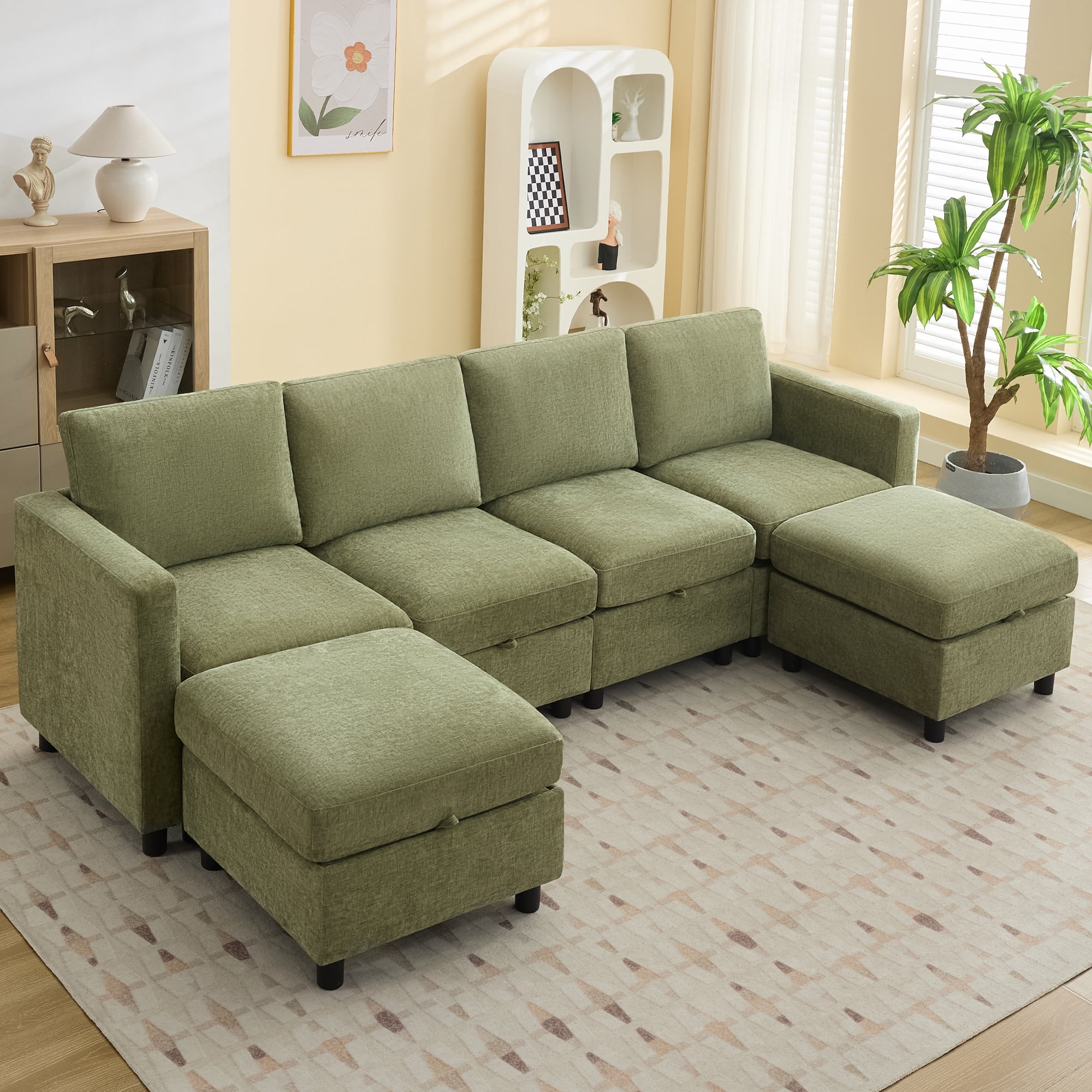 107”Modular Sectional Sofa Convertible U Shaped Sofa Couch Set with ...