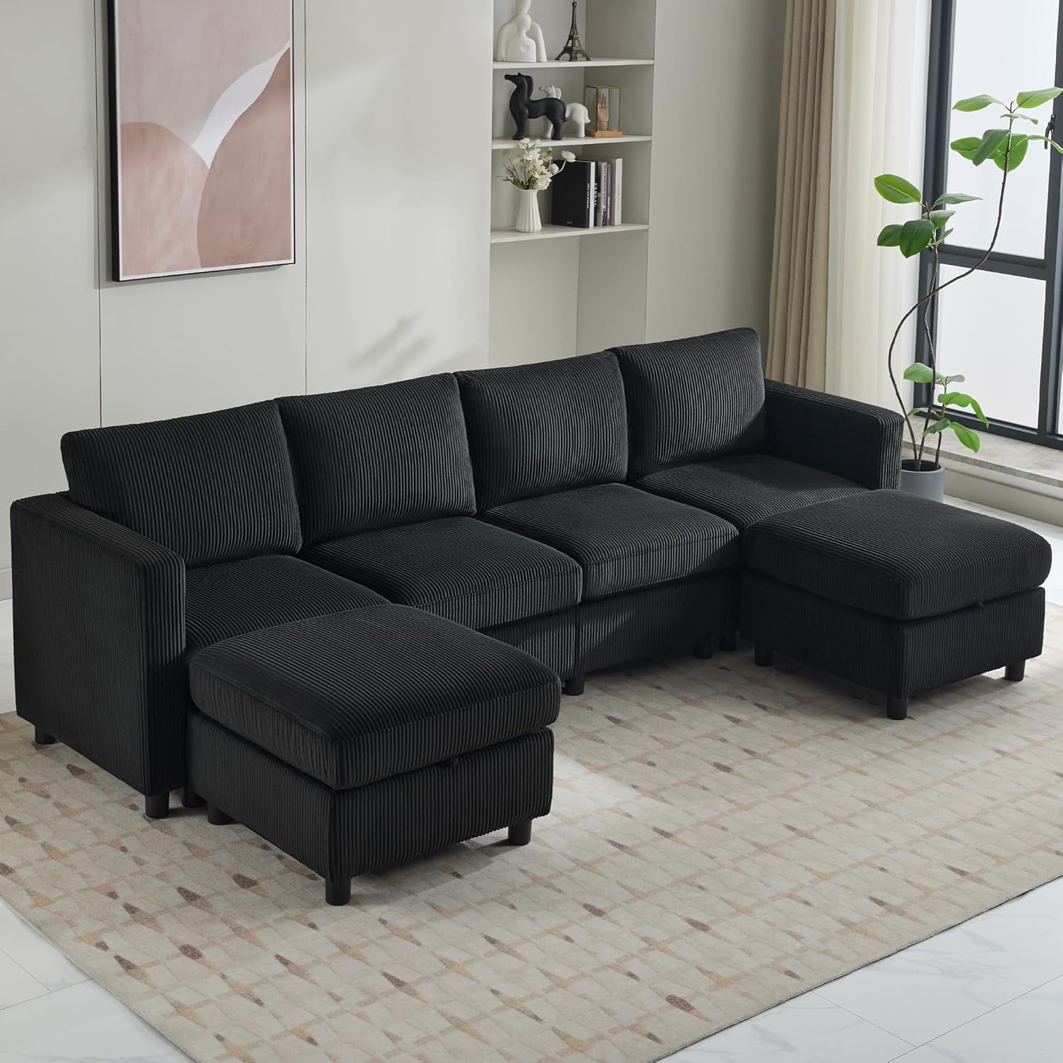107”Modular Sectional Sofa Convertible U Shaped Sofa Couch Set with ...