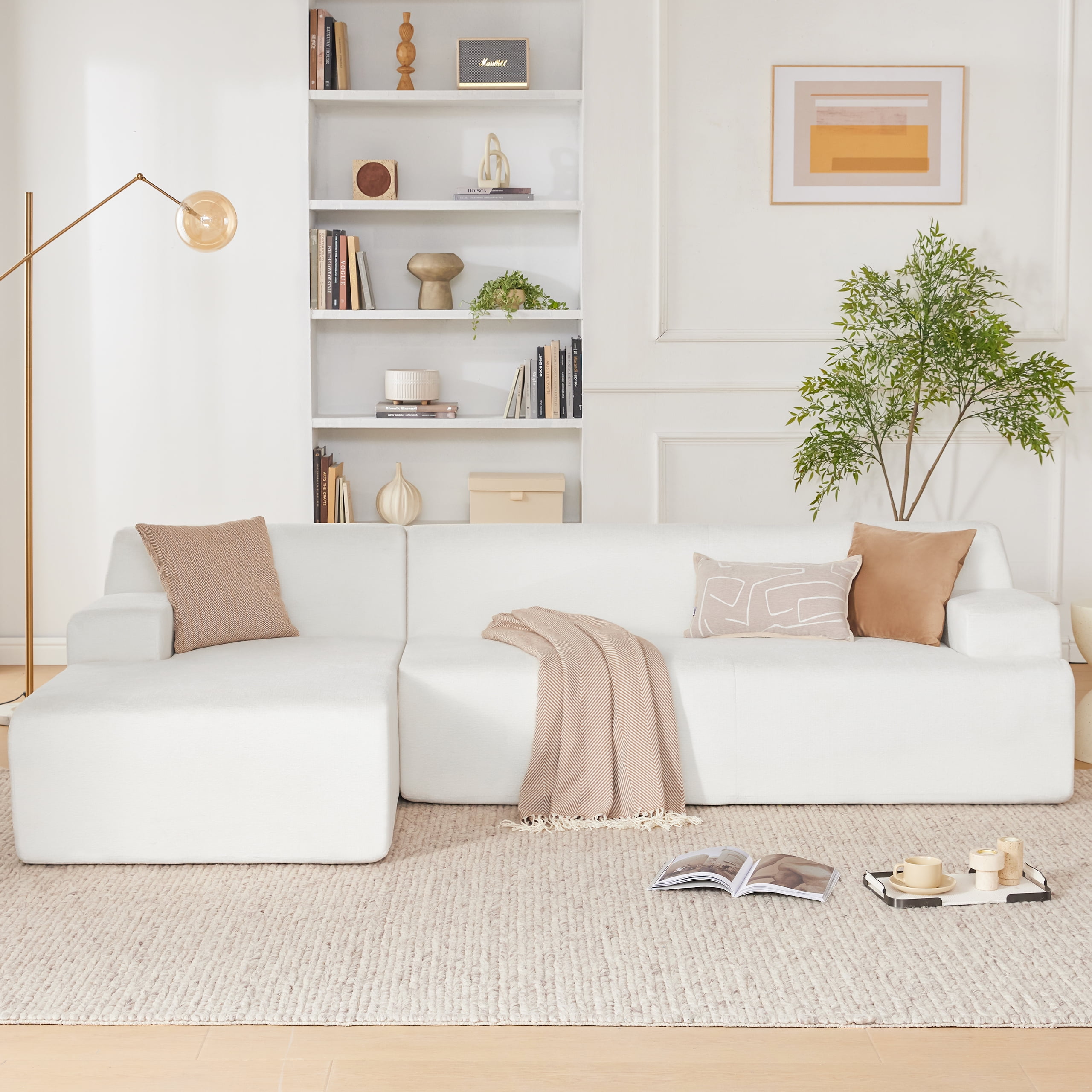 107" Modular Sectional Sofa, Sponge Sectional Sofa Couch for Living Room, High Density Sponges ...