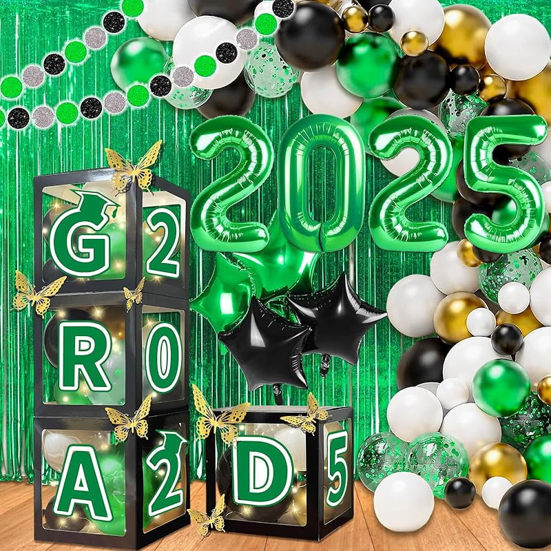 107 Pcs Black and Gold Graduation Decorations Class of 2025 ...