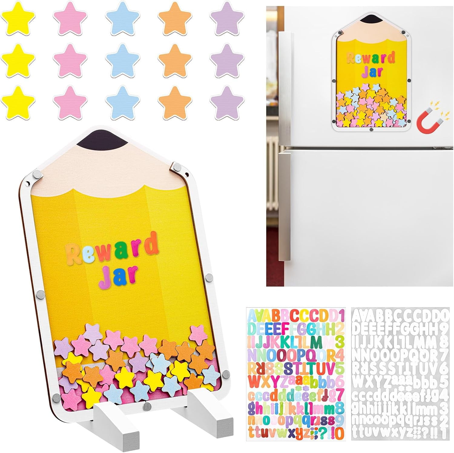 107 Pcs Pencil Magnetic Reward Jar Classroom Large Reward Jar for Kids ...