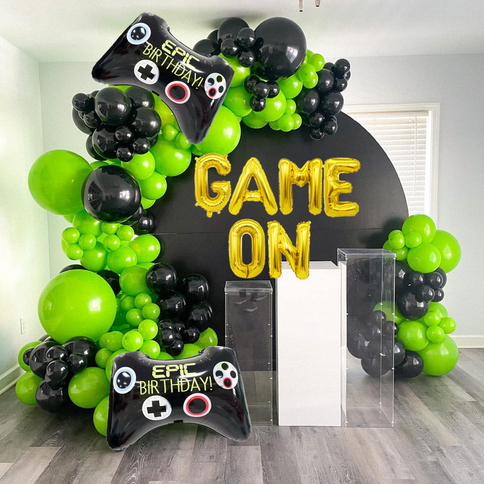 107 pcs Game On Balloons Arch KKS1 Garland Party Decoration Black Green ...