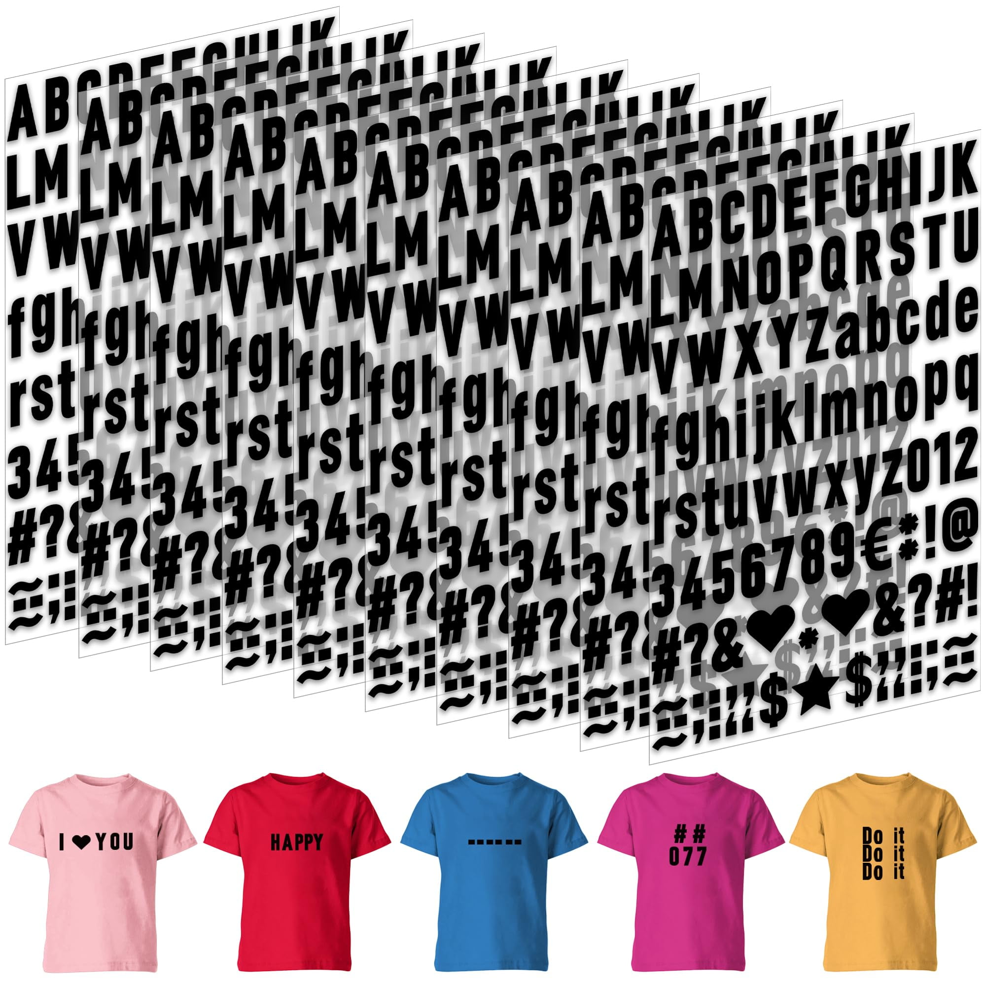1070Pcs Iron on Letters 10 Sheets 1 Inch Iron on Letters and Numbers ...