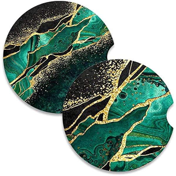 1076 Car Coasters for Cup Holders, 2 Pack Absorbent Ceramic Car Cup ...