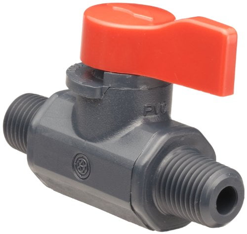 1077002 Labcock PVC Ball Valve, Inline, Unibody, Lever, /4" NPT Male ...