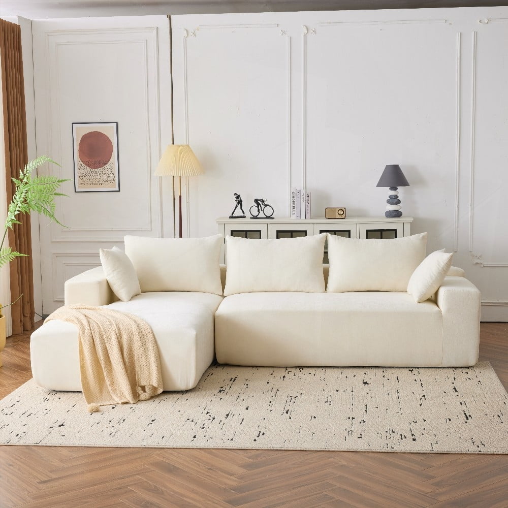 108*68 inch Cloud Sofa, Modular Design, White, for Living Room ...