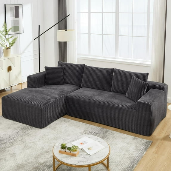 108.7" L-Shaped Cloud Couch with Memory Foam, Modular Sectional Sofa ...